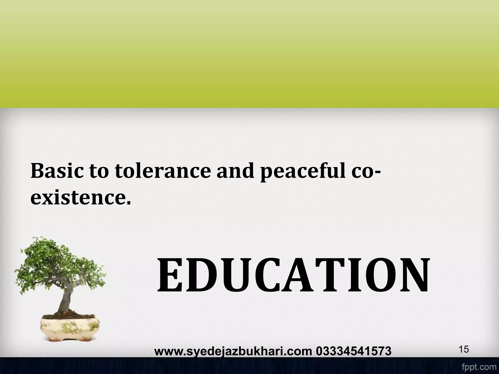 11 tolerance & peaceful coexistence by syed ejaz bukhari (tpc) | PPT