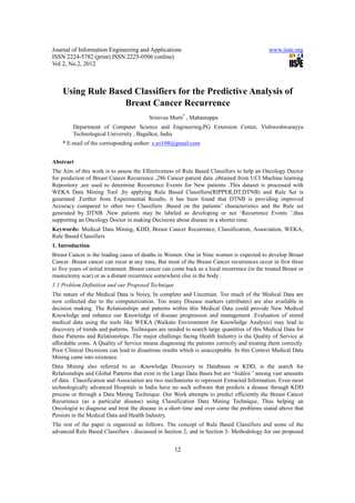 11.using rule based classifiers for the predictive analysis of breast cancer recurrence | PDF