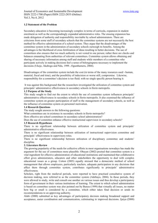 11.utilization of committee system and secondary school principals | PDF
