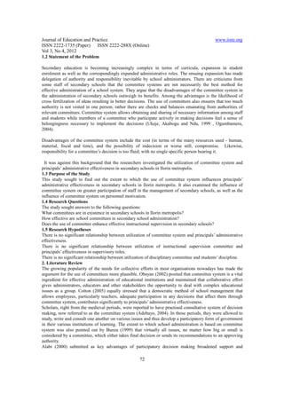 11.utilization of committee system and secondary school principals ...