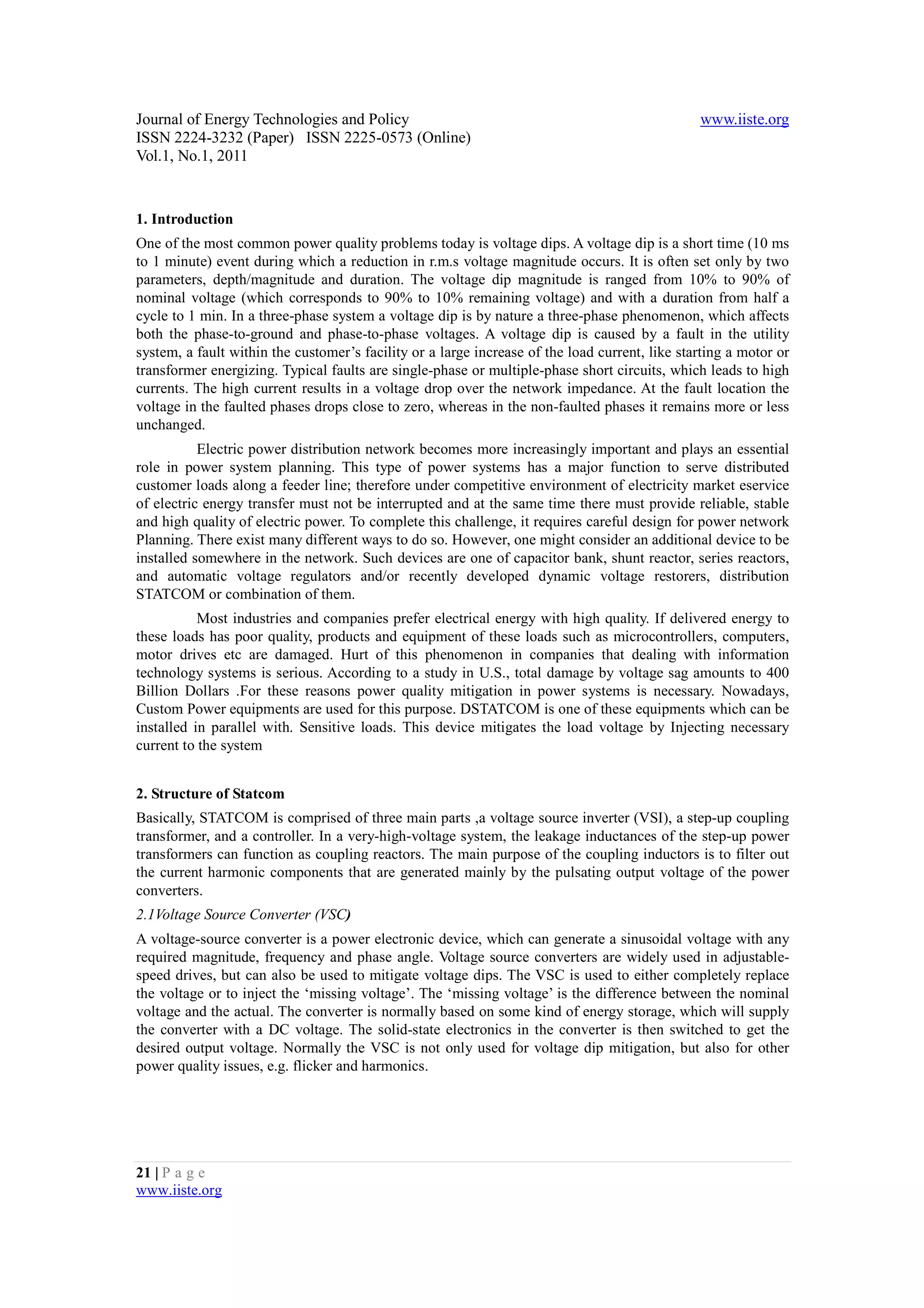 11.voltage dip mitigation in distribution system by using d statcom | PDF