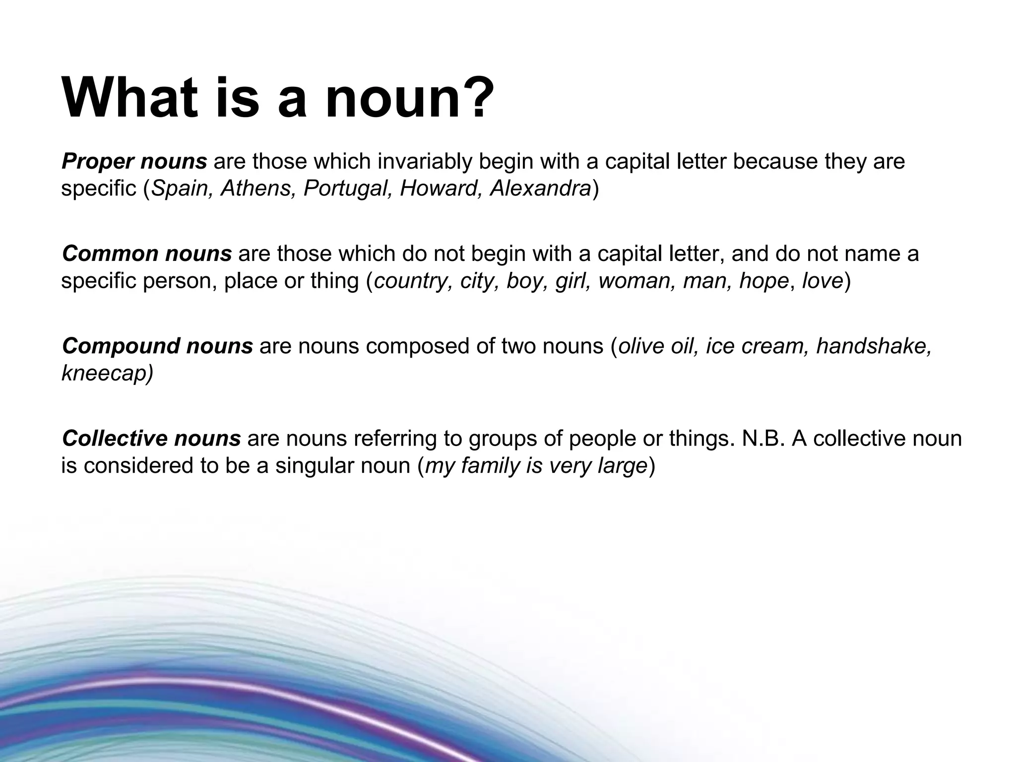 Foundations of Grammar 11: What is a noun? | PPT