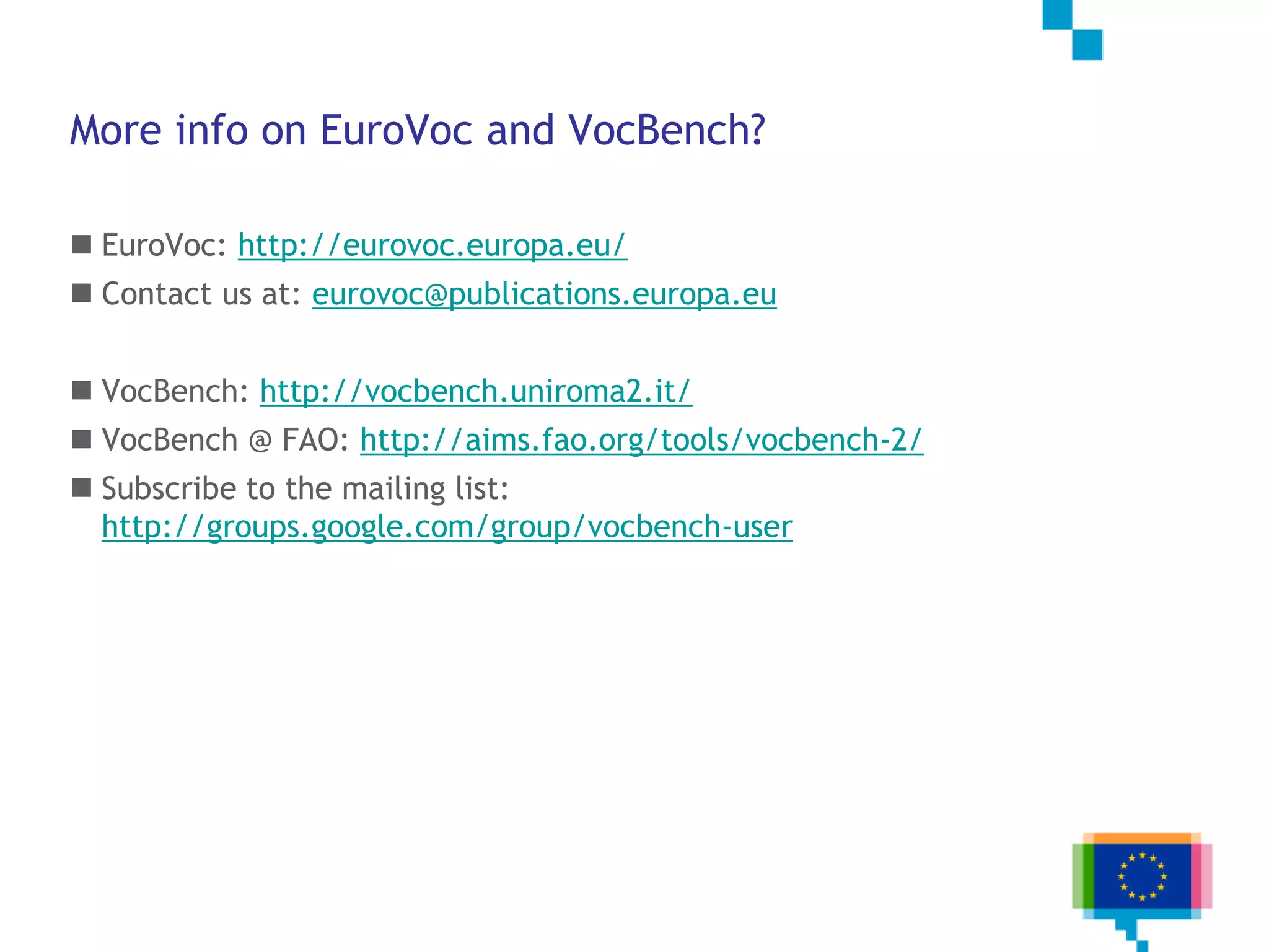SC2 Workshop 2: VoCBench and its use in EuroVoc | PPT