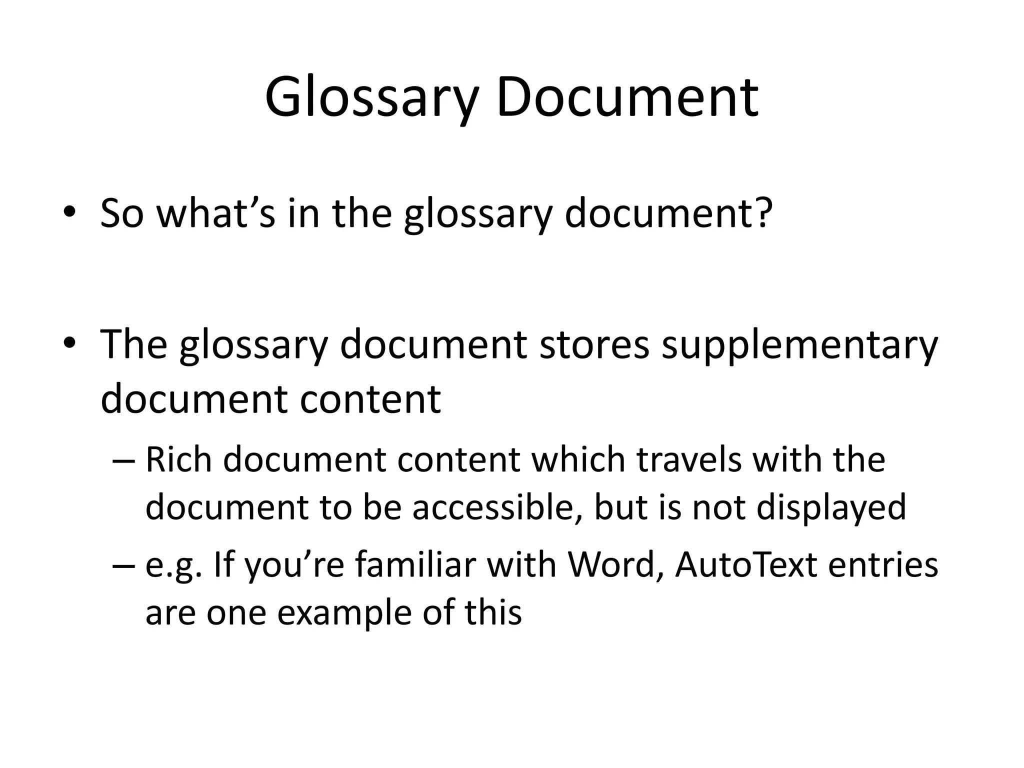 11 wordprocessing ml subject - glossary document | PPTX | Desktop ...