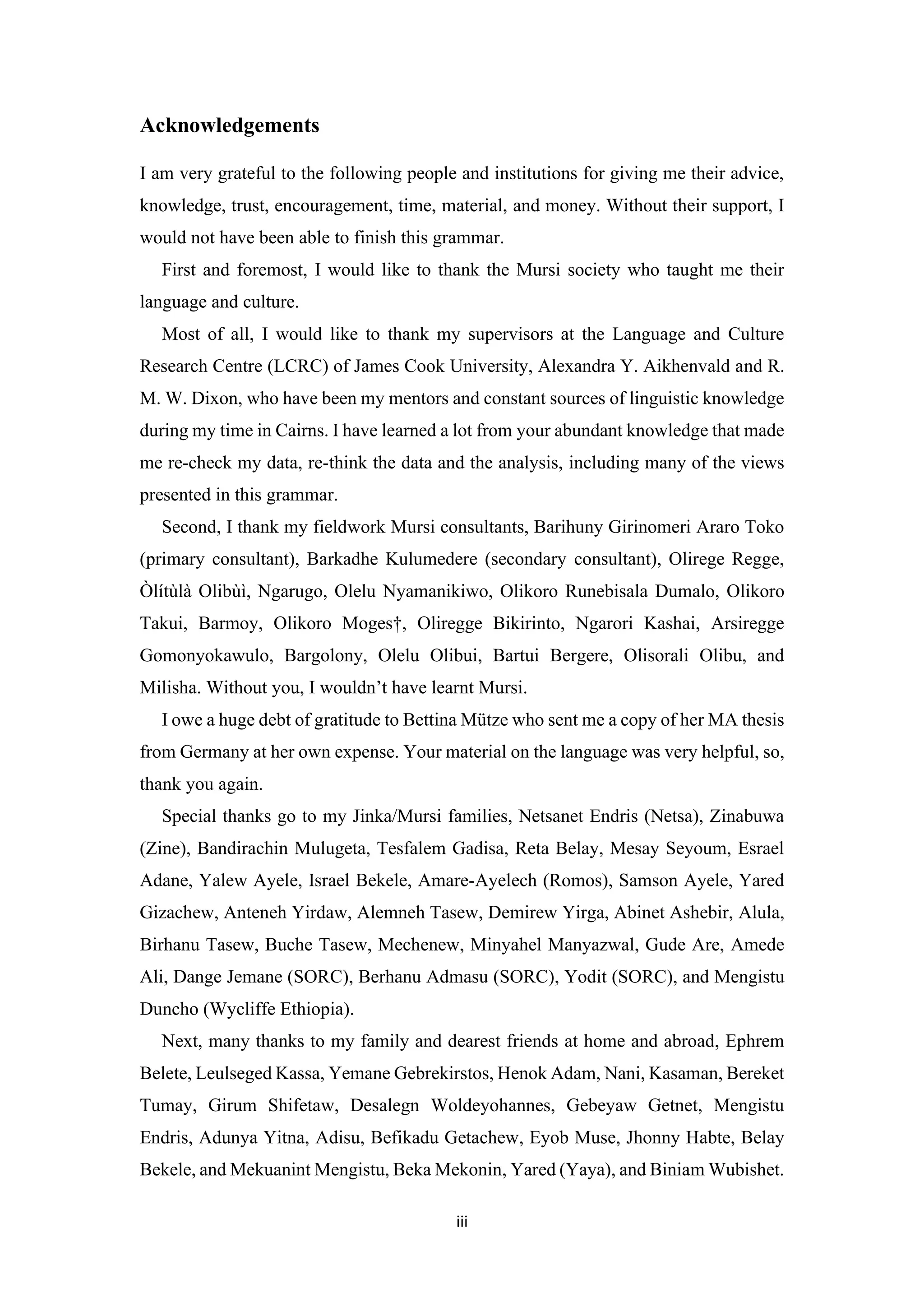 A Grammar Of Mursi A Nilosaharan Language Of Ethiopia Firew Girma Worku ...