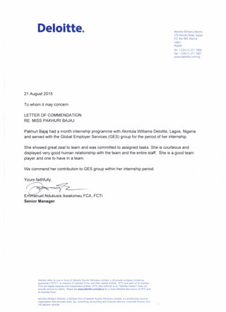 Deloitte Letter of Commendation | PDF | Business Accounting & Finance ...