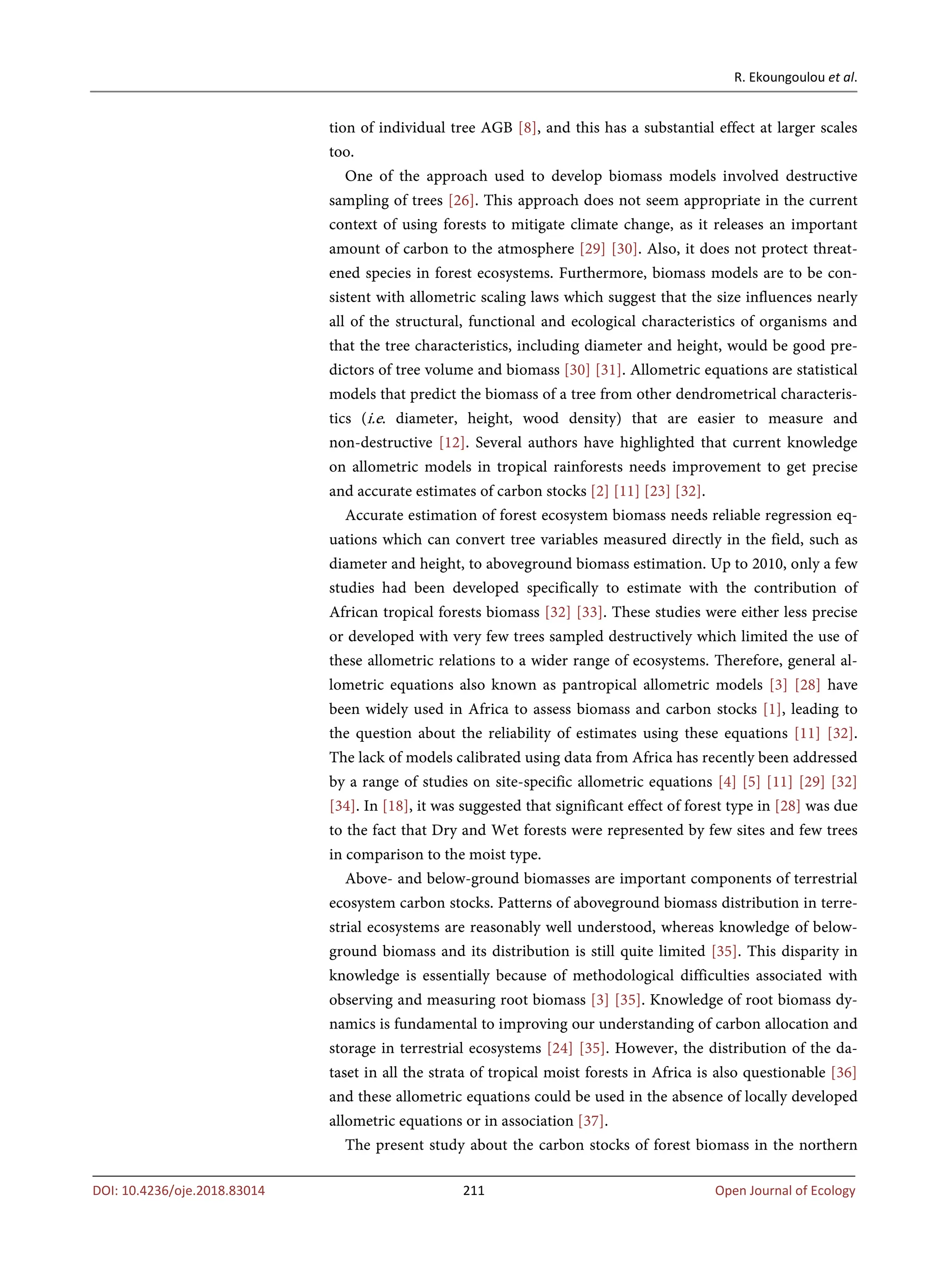 Tree Biomass Estimation In Central African Forests Using Allometric ...