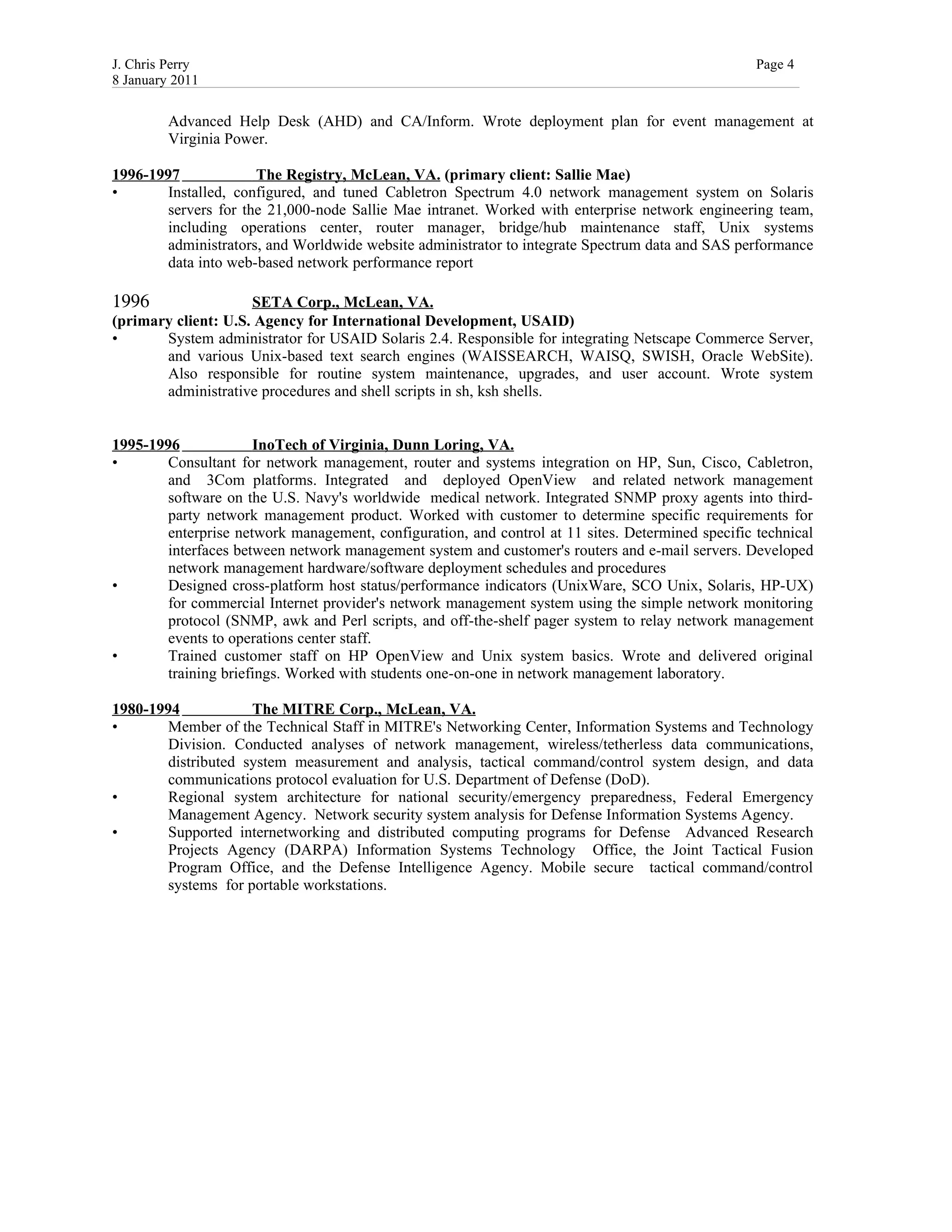 110108 Jc Perry Resume | DOC | Operating Systems | Computer Software ...