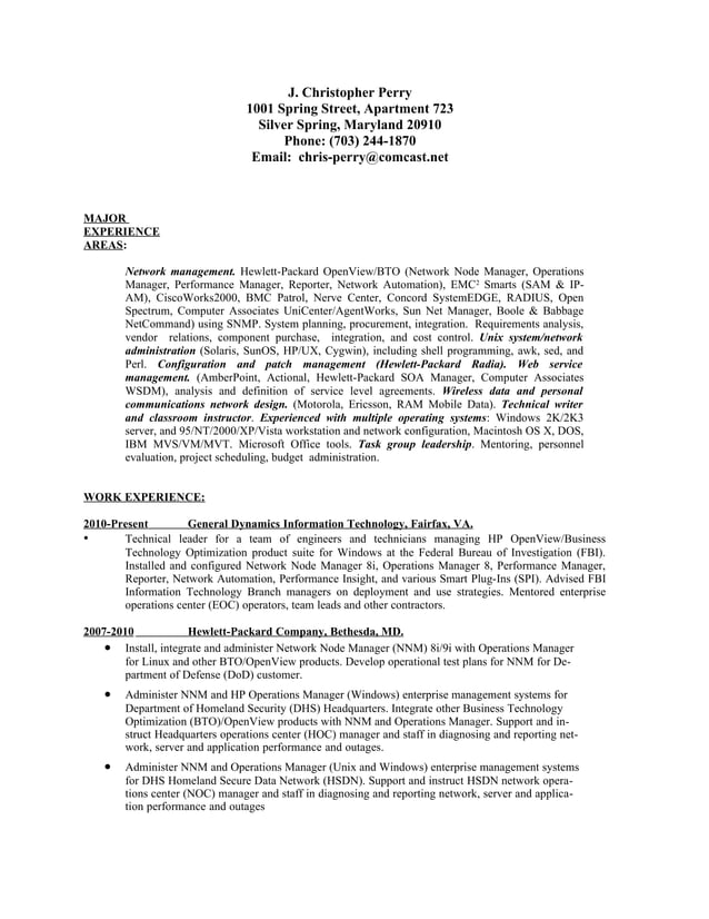 110108 Jc Perry Resume | DOC | Operating Systems | Computer Software ...