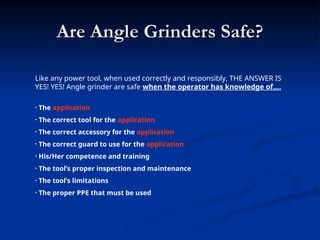 Angle Grinder safety presentation/training | PPT
