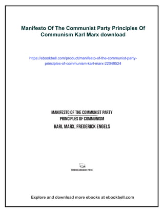 Manifesto Of The Communist Party Principles Of Communism Karl Marx | PDF