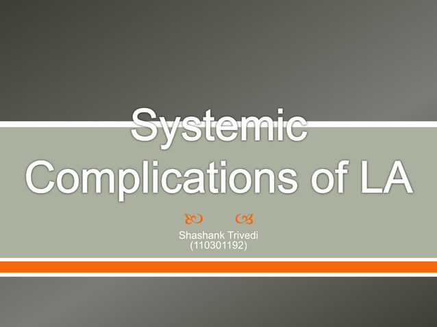 Systemic complications of Local Anesthesia | PPTX | Allergies ...