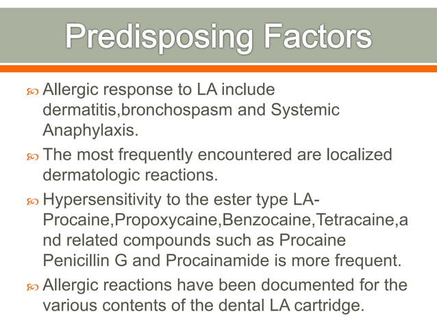Systemic complications of Local Anesthesia | PPTX | Allergies ...