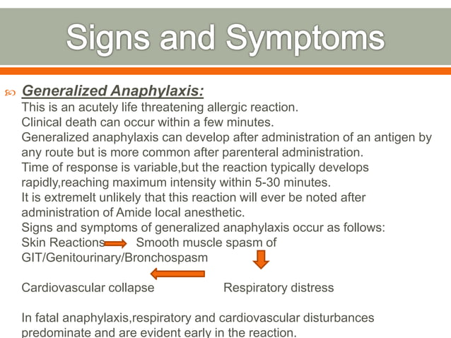 Systemic complications of Local Anesthesia | PPTX | Allergies ...