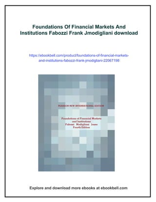 Foundations Of Financial Markets And Institutions Fabozzi Frank ...