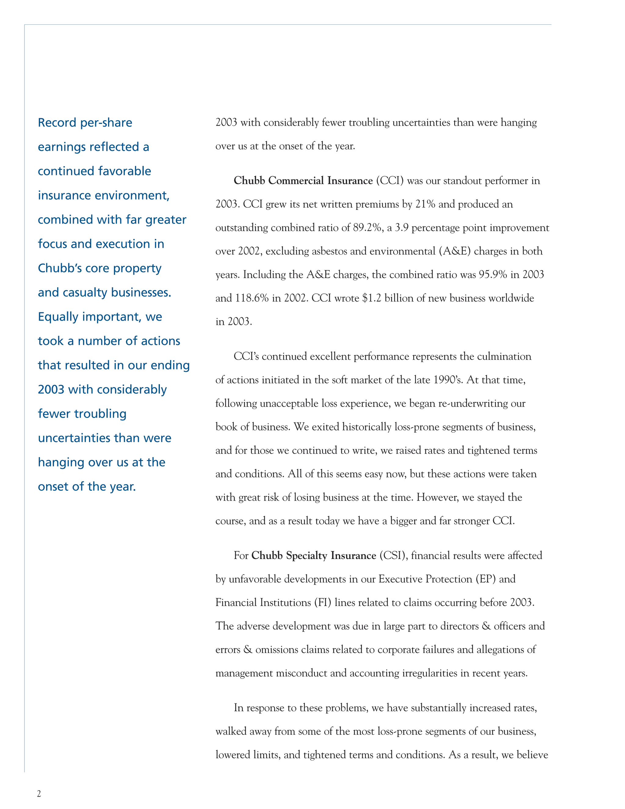 chubb Annual Report 2003 | PDF