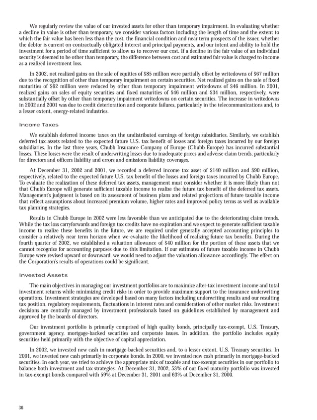 chubb Annual Report 2002 | PDF