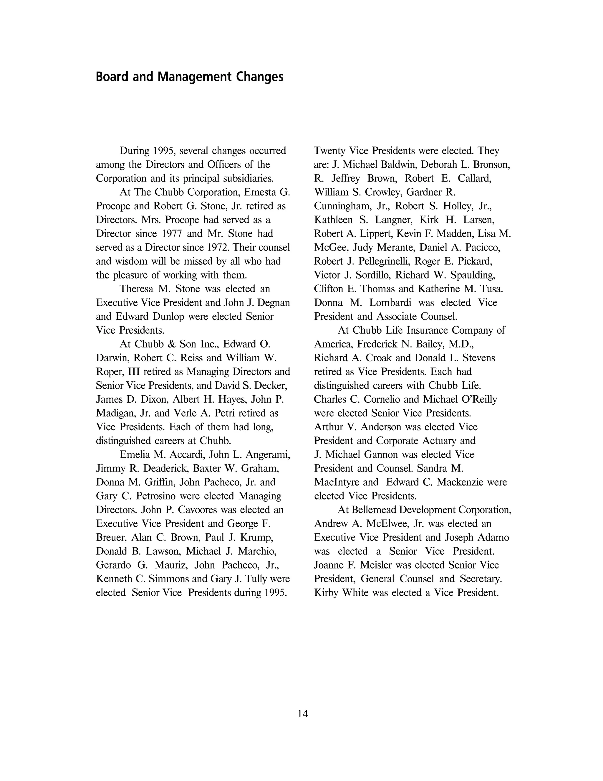 chubb Annual Report 1995 | PDF