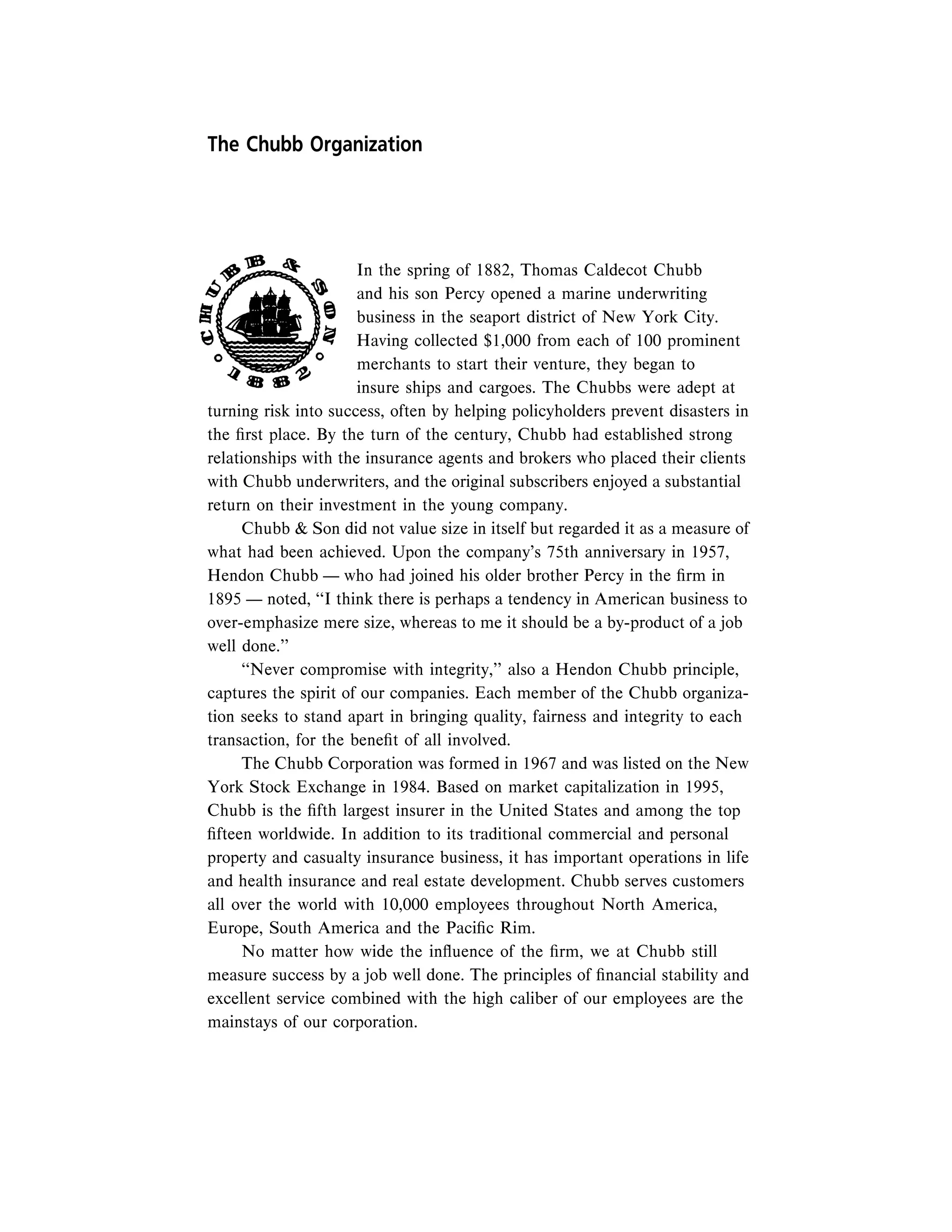 chubb Annual Report 1995 | PDF