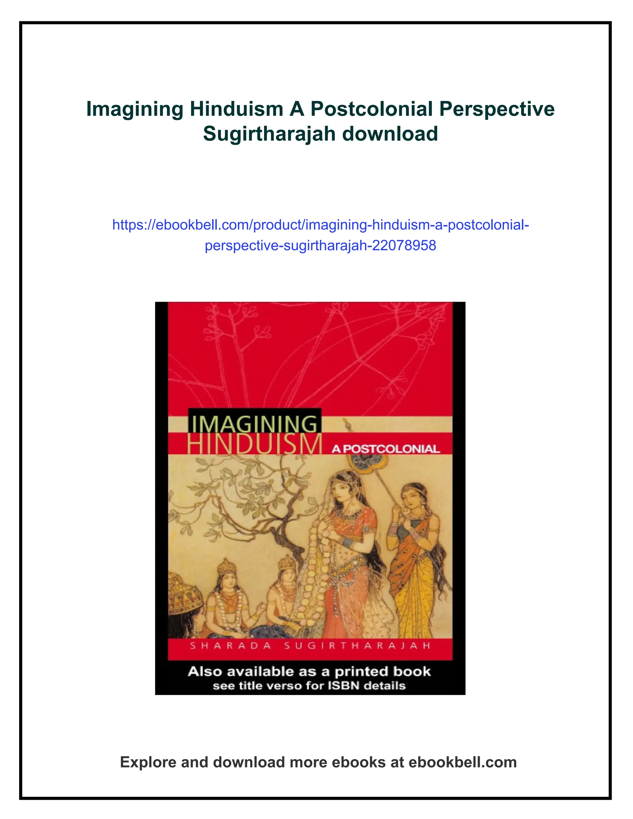 Imagining Hinduism A Postcolonial Perspective Sugirtharajah | PDF