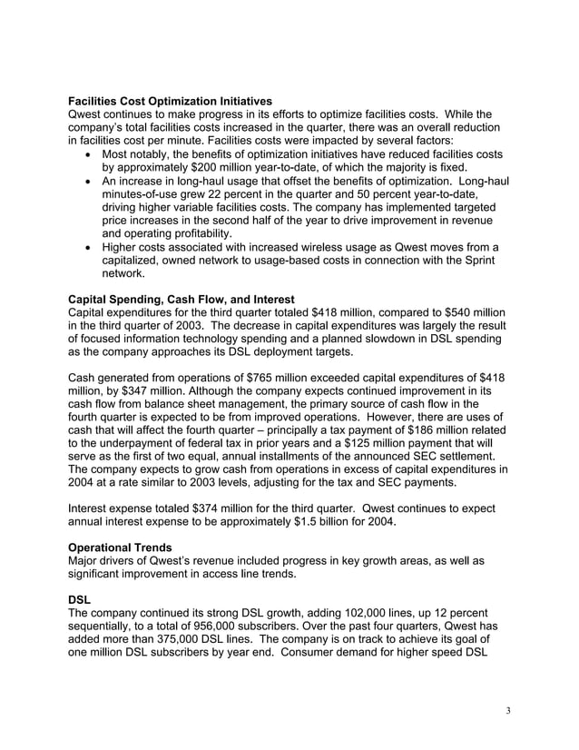 qwest communications Q3 04 | PDF