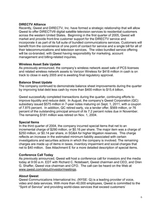 qwest communications Q3 04 | PDF