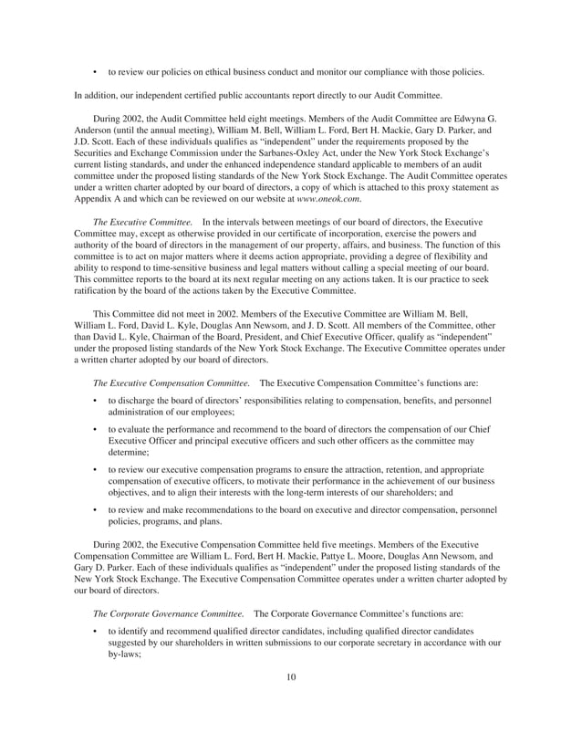 oneok 2003 Proxy Statement | PDF