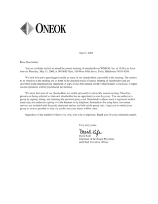 oneok 2003 Proxy Statement | PDF