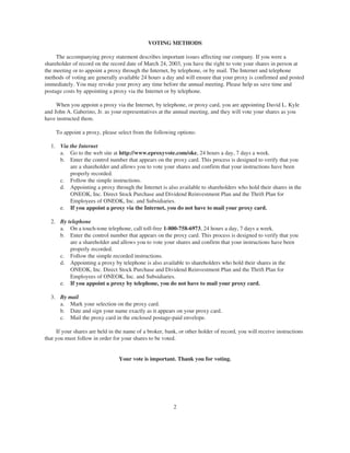 oneok 2003 Proxy Statement | PDF