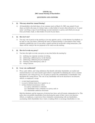 oneok 2003 Proxy Statement | PDF