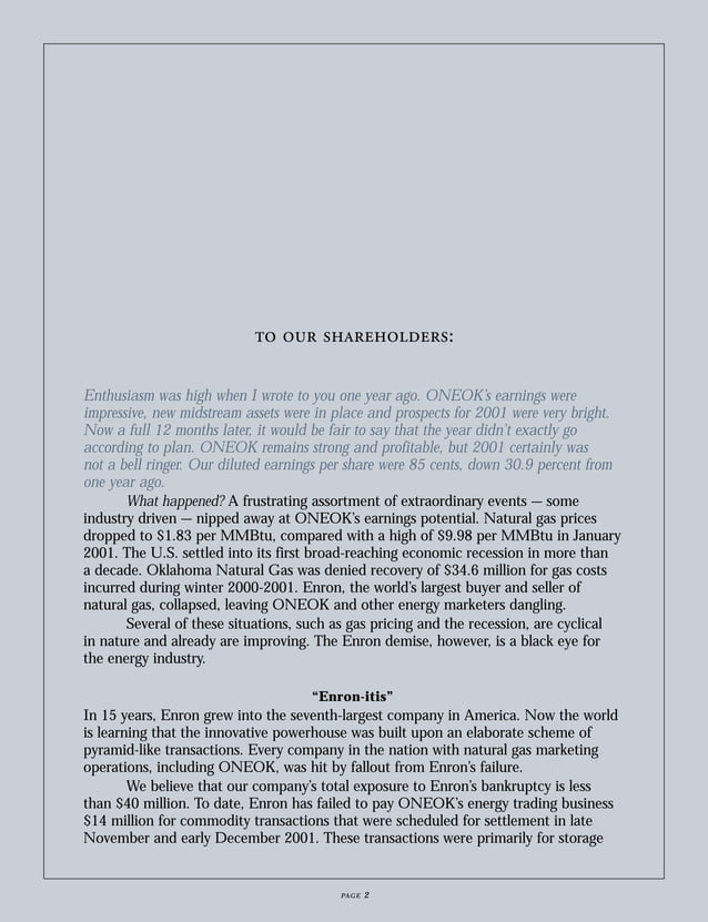 oneok 2001 Annual Report | PDF