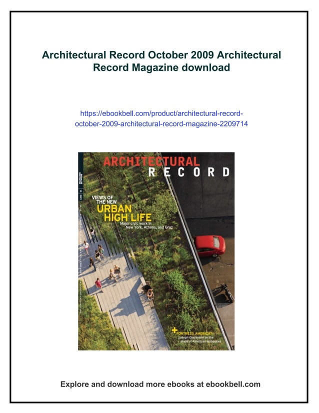 Architectural Record October 2009 Architectural Record Magazine | PDF