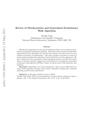 Review of Metaheuristics and Generalized Evolutionary Walk Algorithm | PDF | Technology & Computing