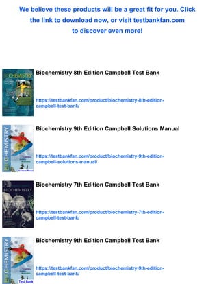 Biochemistry 8th Edition Campbell Solutions Manual | PDF