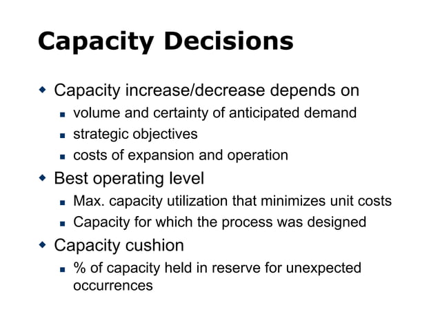 Operations management chapter: capacity management | PPT