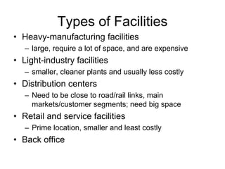 Operations management chapter: facility location | PPT