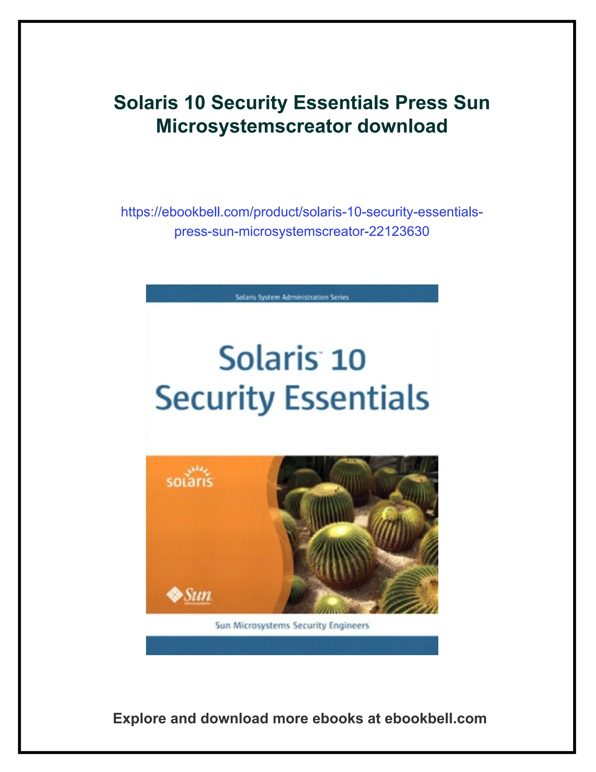 Solaris 10 Security Essentials Press Sun Microsystemscreator | PDF