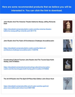 John Ruskin And The Victorian Theatre Katherine Newey Jeffrey Richards ...