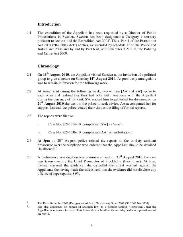 Skeleton argument for the Appellant Julian Assange 110630