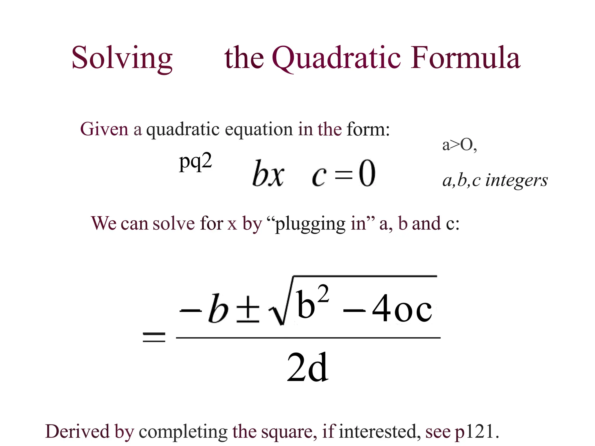 Quadratic equation power point presentation .pptx