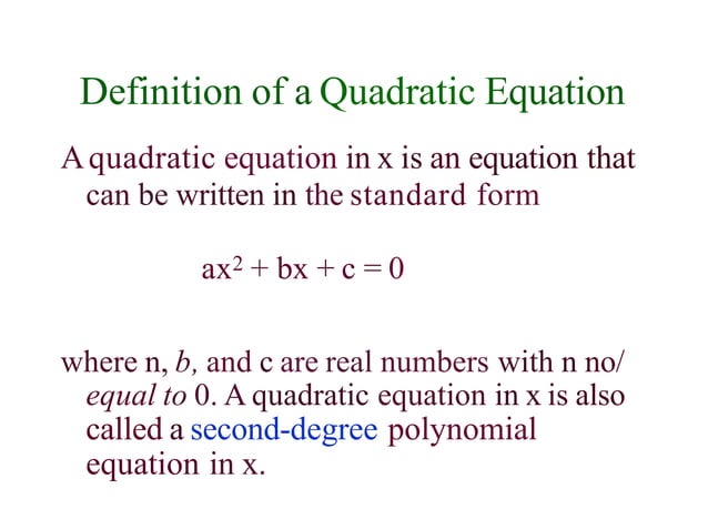 Quadratic equation power point presentation .pptx