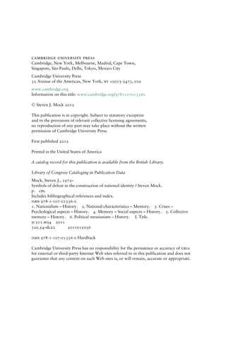 Symbols Of Defeat In The Construction Of National Identity Mock | PDF