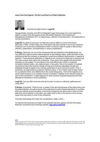 Learn from the Experts: The Do's and Don'ts of Data Collection | PDF