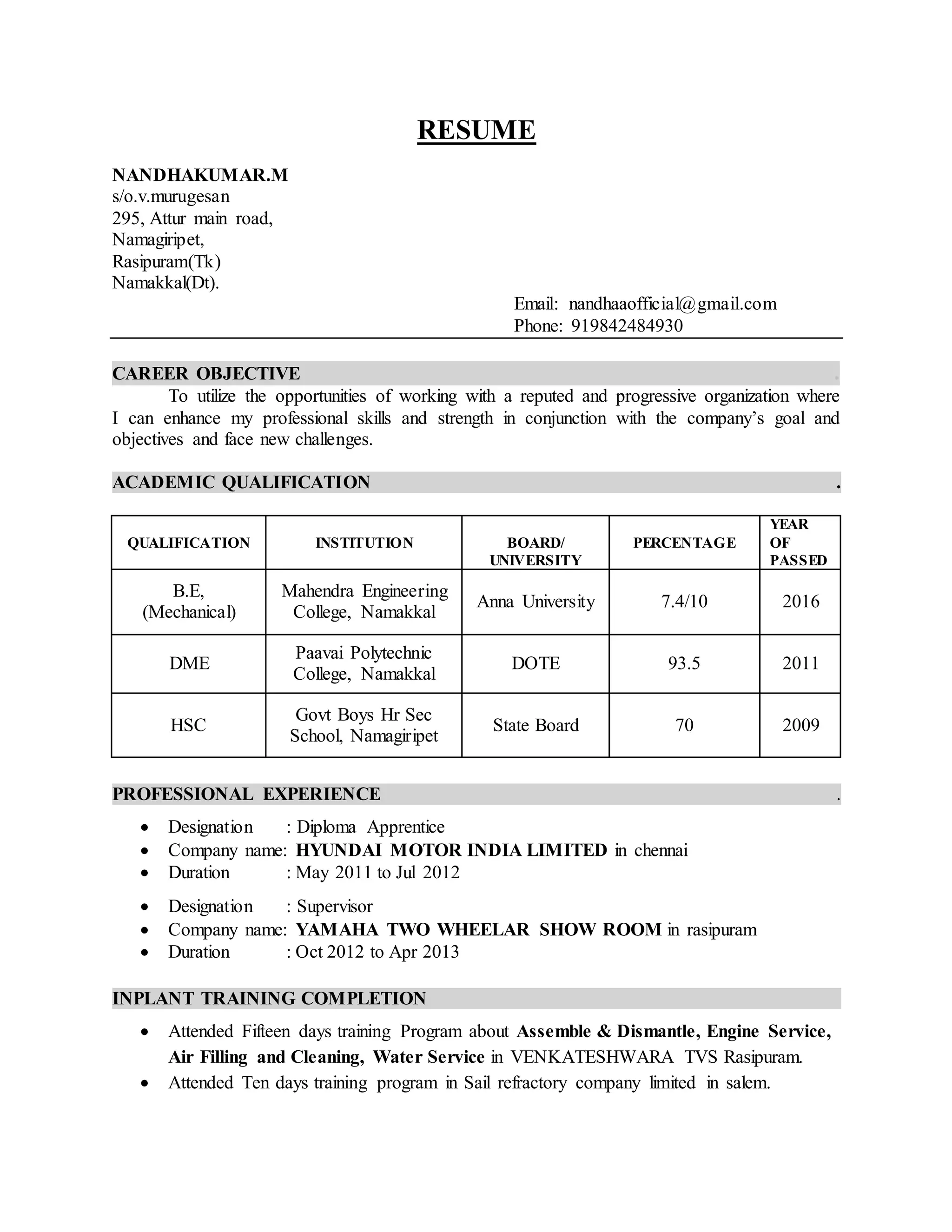 RESUME NANDHU | DOCX