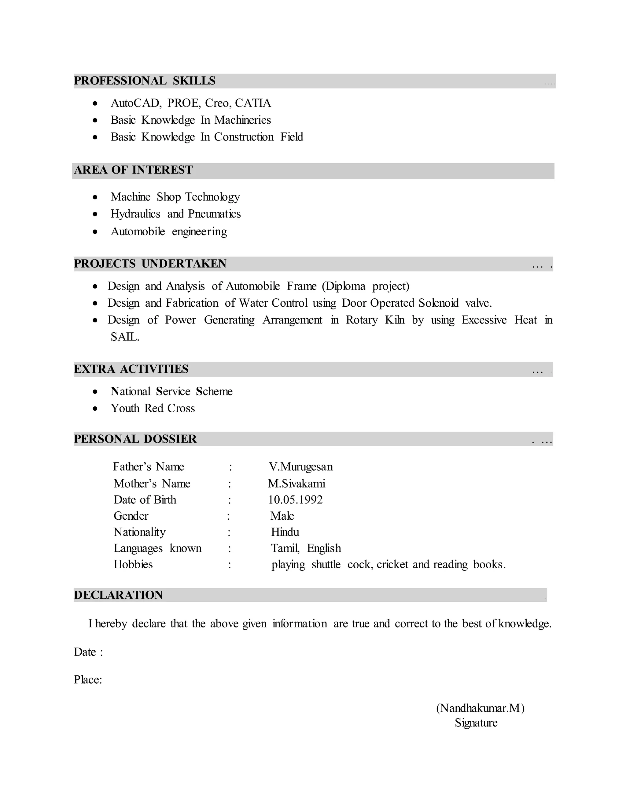 RESUME NANDHU | DOCX