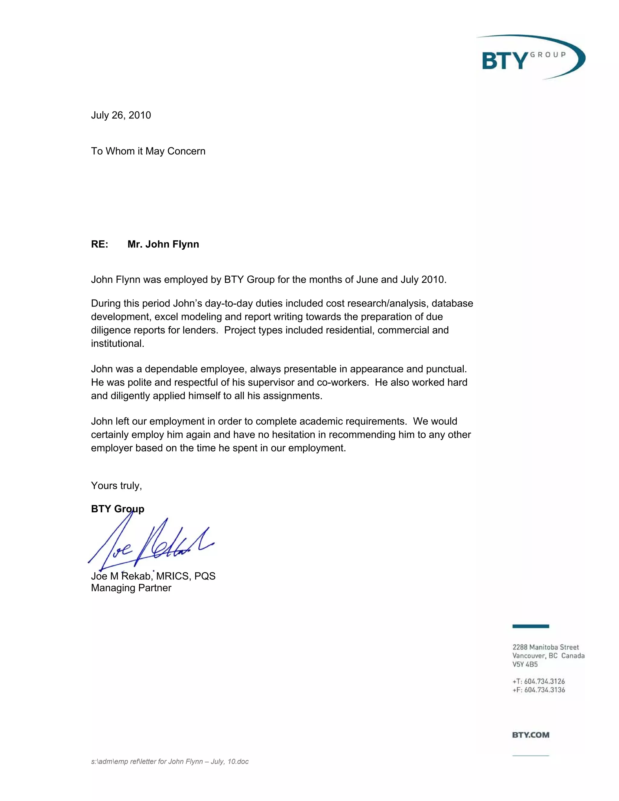 Reference Letter | PDF