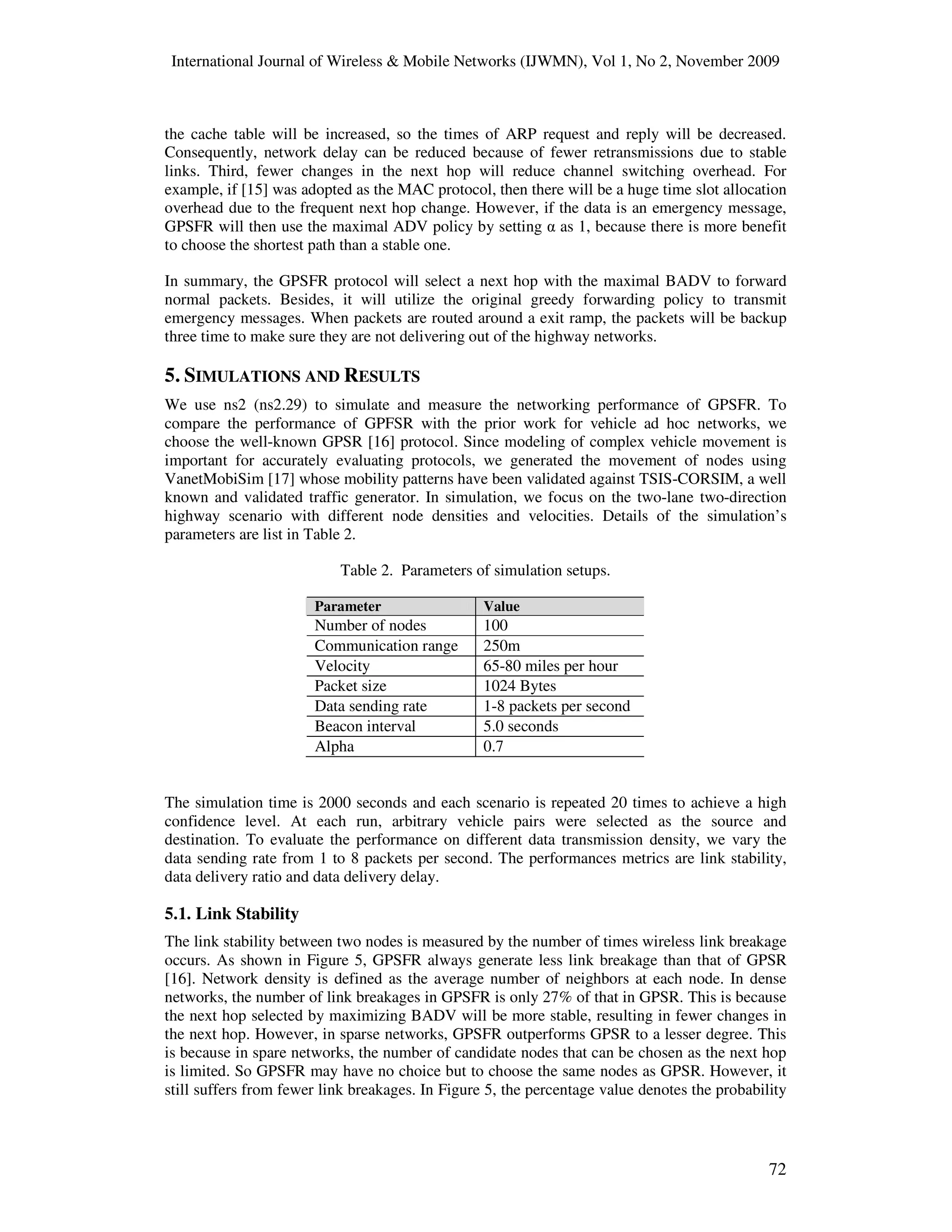 Gpsfr Gps Free Routing Protocol For Vehicular Networks With