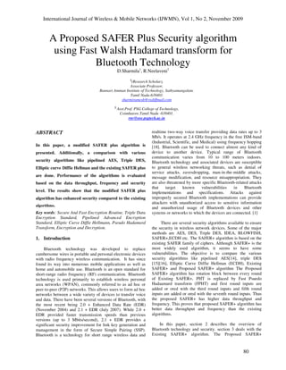 A Proposed SAFER Plus Security algorithm using Fast Walsh Hadamard transform for Bluetooth ...