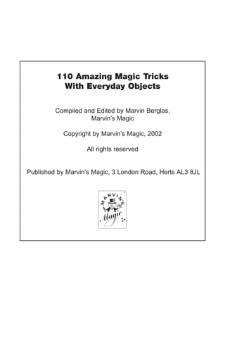 110 amazing magic tricks with everyday objects | PDF