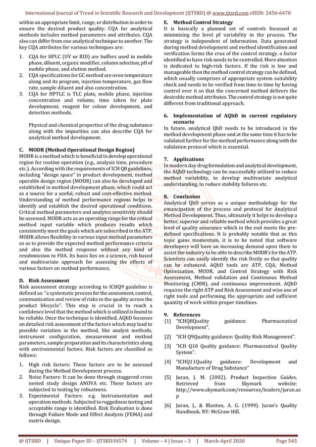 Analytical Quality by Design Concise Review on Approach to Enhanced Analytical Method ...